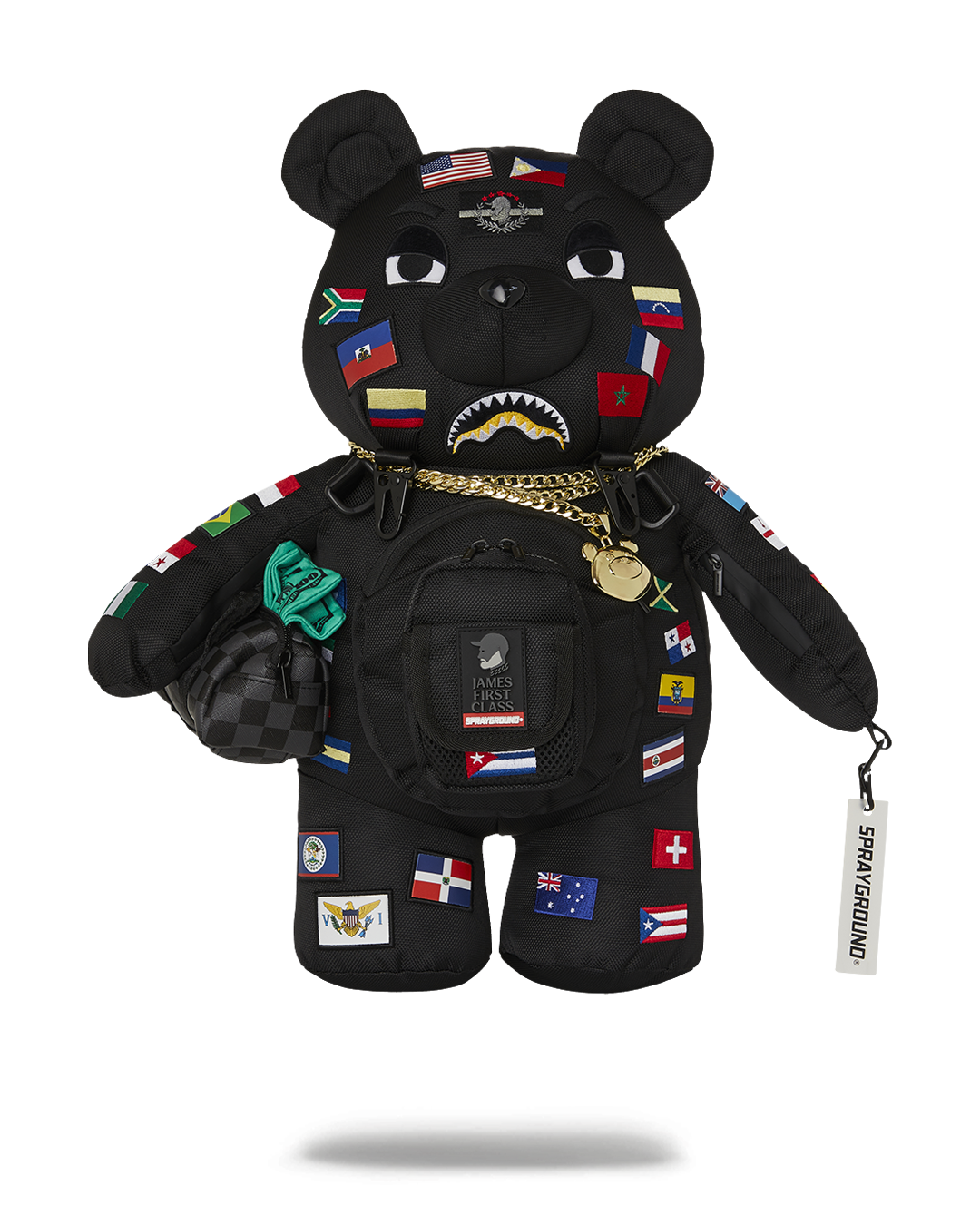 JAMES FIRST CLASS GLOBAL FLAGS MONEYBEAR BACKPACK – SPRAYGROUND®
